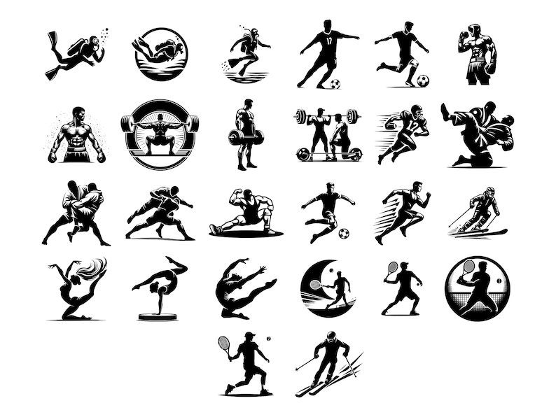 104 Sport Vector Graphics: SVG, PNG, PDF Clipart Bundle - Etsy