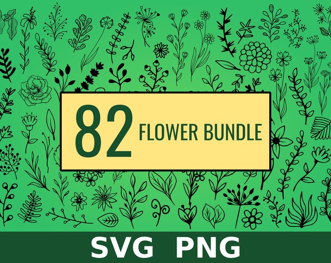 Set of 12 Dainty Floral Svg, Dainty Leaf Svg, Minimalist Flower Svg ...