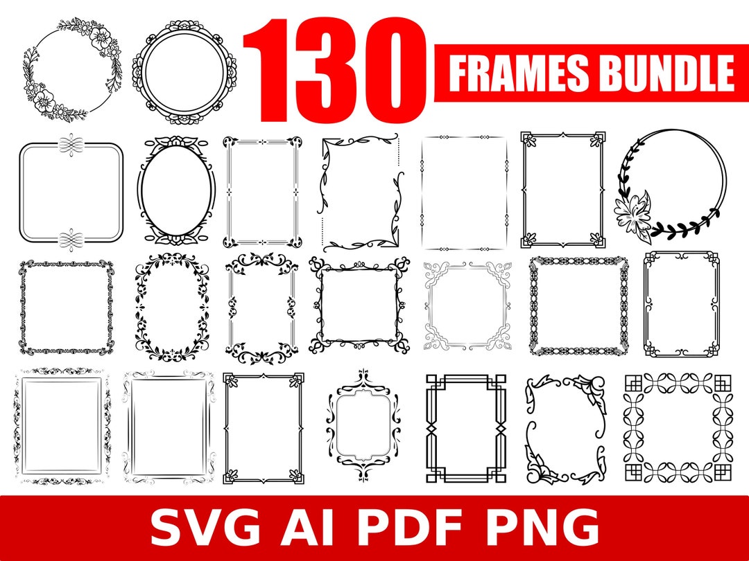 Frame Bundle Svg, Square Frame Bundle, Vintage Frame Svg, Floral Frame ...