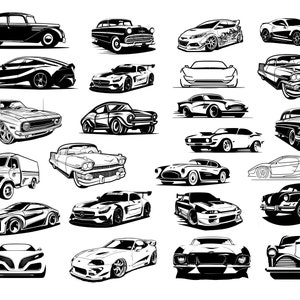 110 Car SVG Bundle | Retro & Sport Car Clipart (PNG, PDF) - Etsy