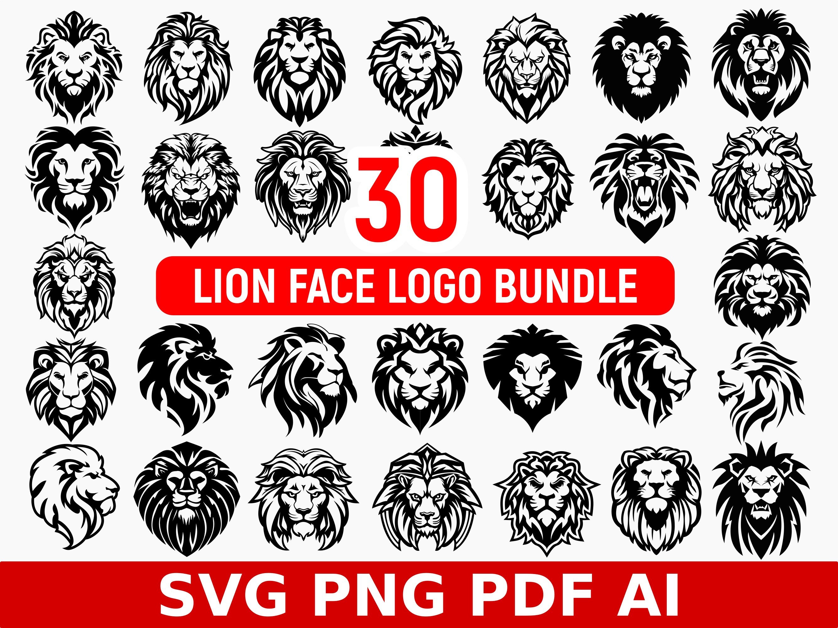 30 Lion SVG PNG PDF Clipart Bundle, Lion Wall Decor, Lion Cricut, Lion ...