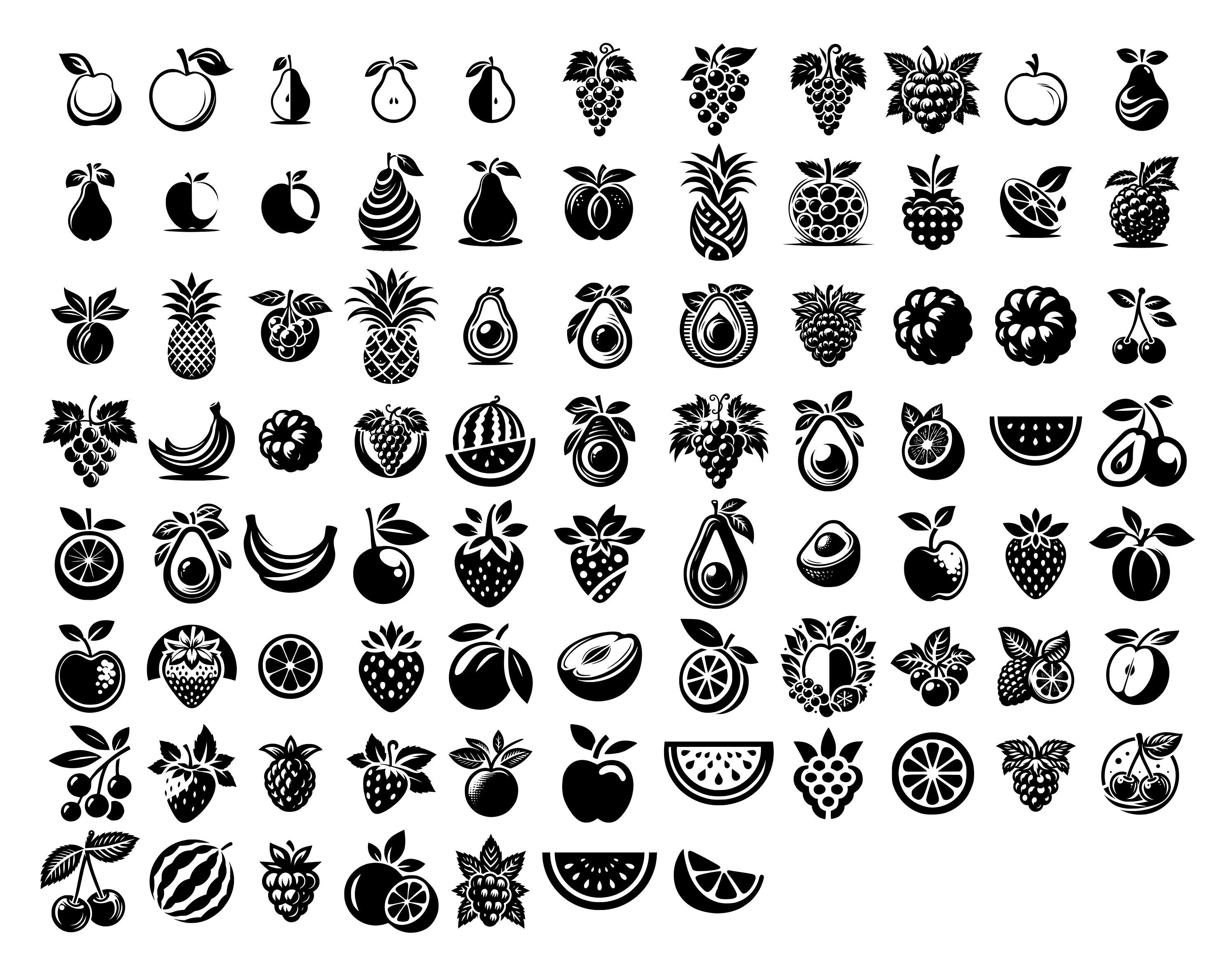 80+ Fruit SVG PNG PDF Clipart Bundle / Apple Svg / Fruit Cut / Cherry ...
