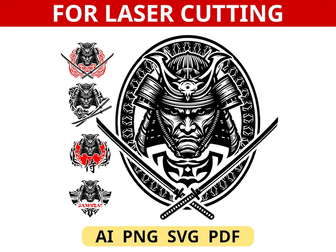 Samurai Laser Cutting Design – SVG, PDF, PNG Silhouette Vector ...