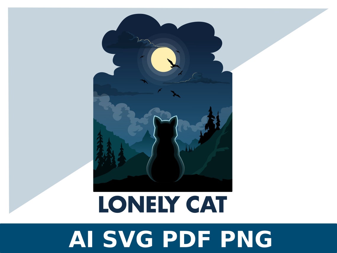 Lonely Cat Cat Design Cat Vector Art Cat T-shirt Cat - Etsy