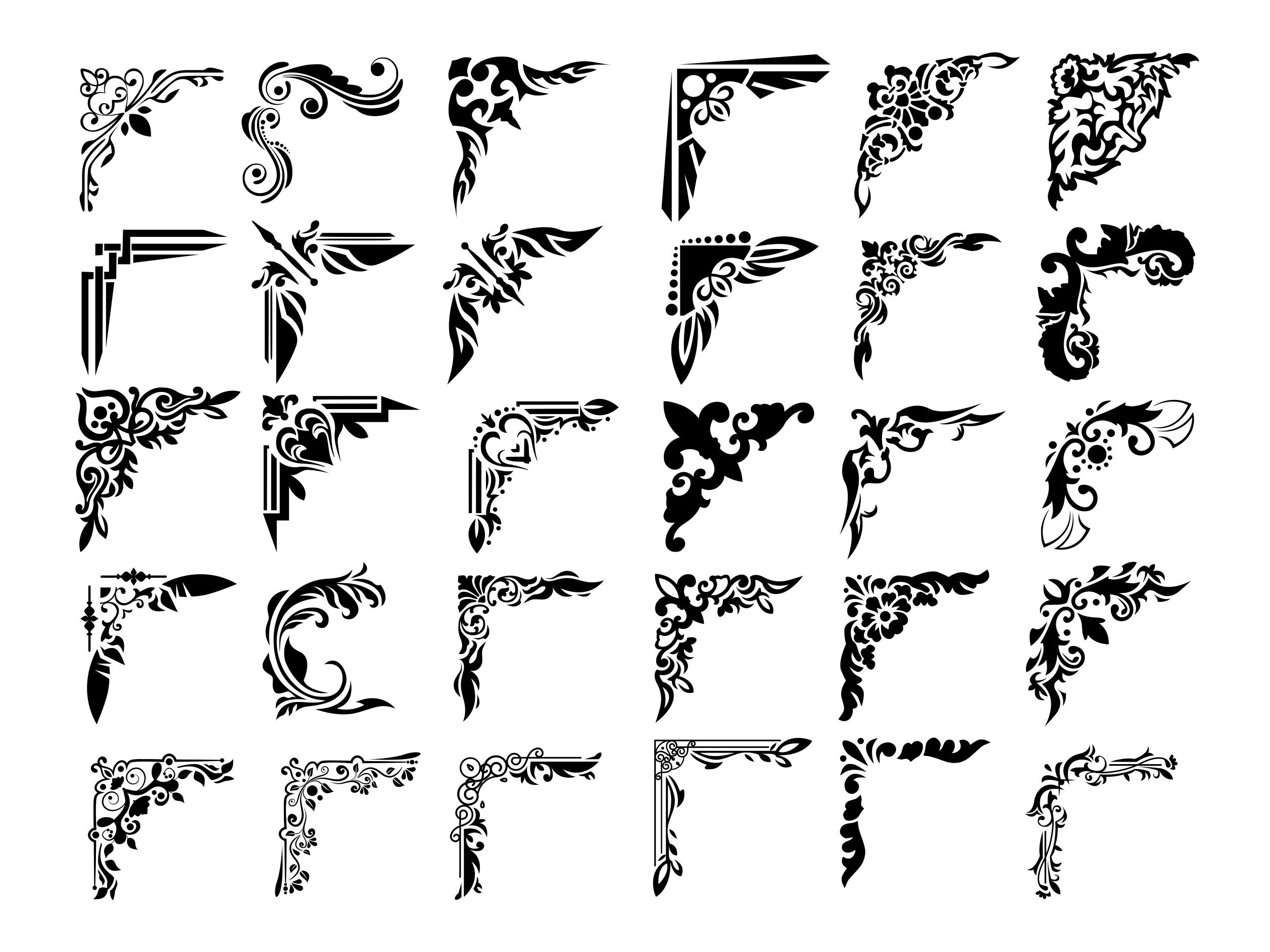 150 Vector Corners Elements SVG for Frames, Page Decoration Set 2 ...