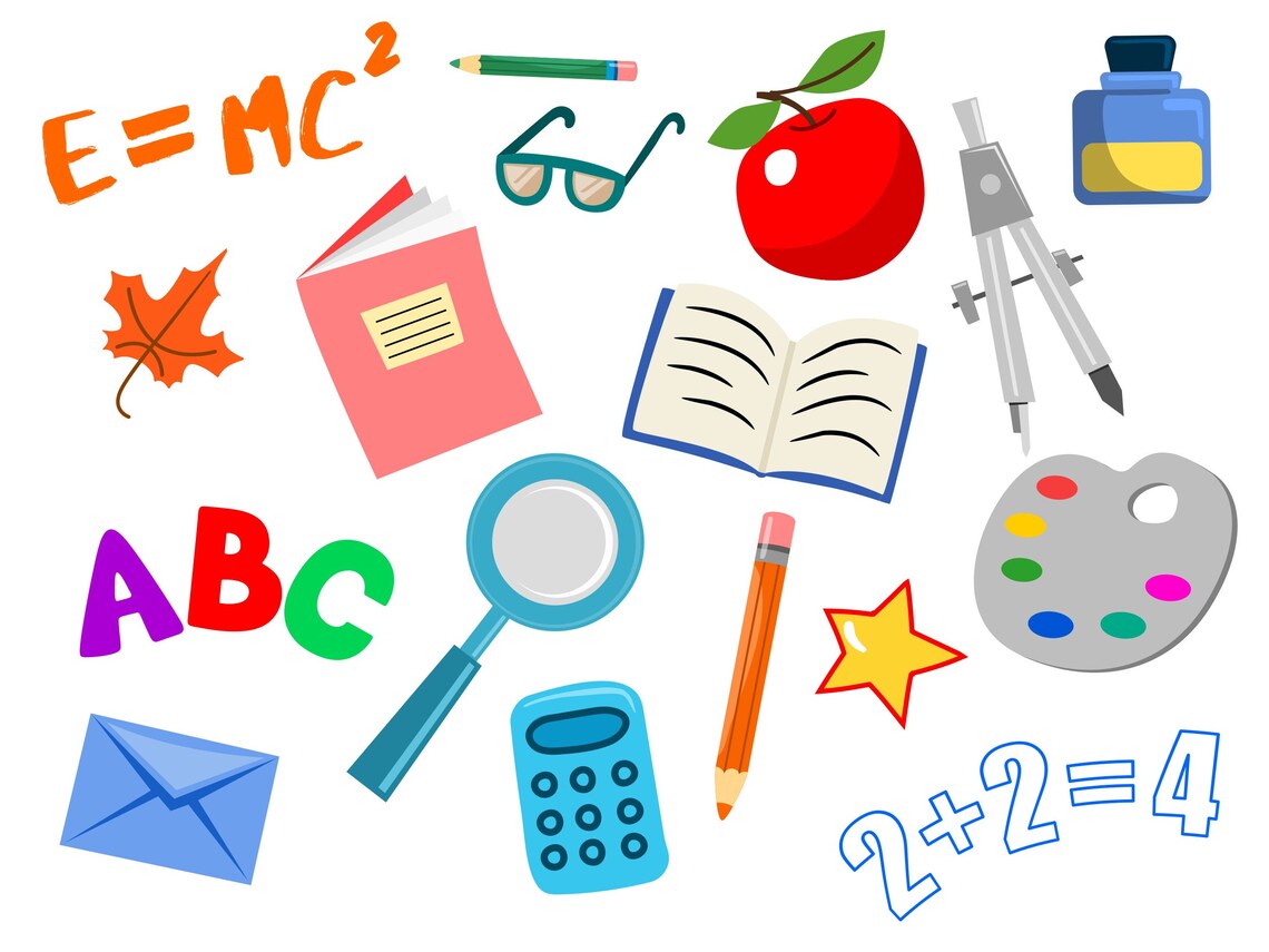 Back to School Svg Clipart, School Clipart Set, School Supplies SVG ...