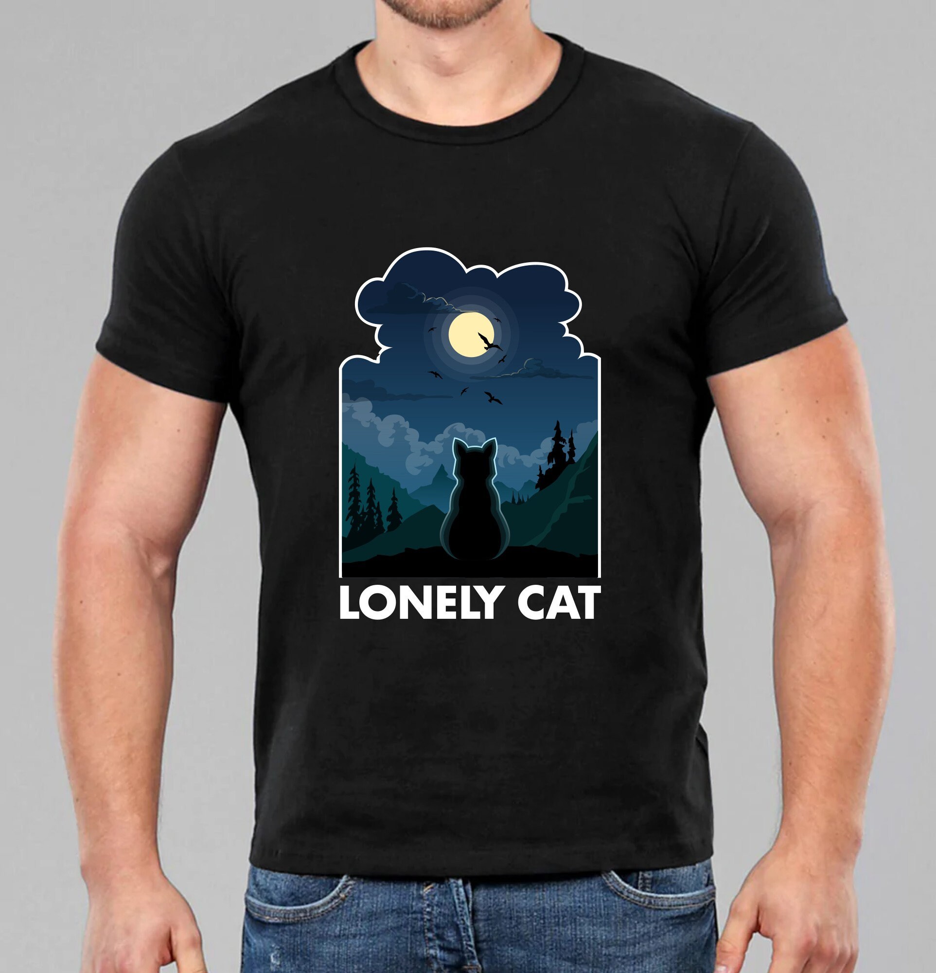 Lonely Cat, Cat Design, Cat Vector Art, Cat T-shirt, Cat Illustration ...