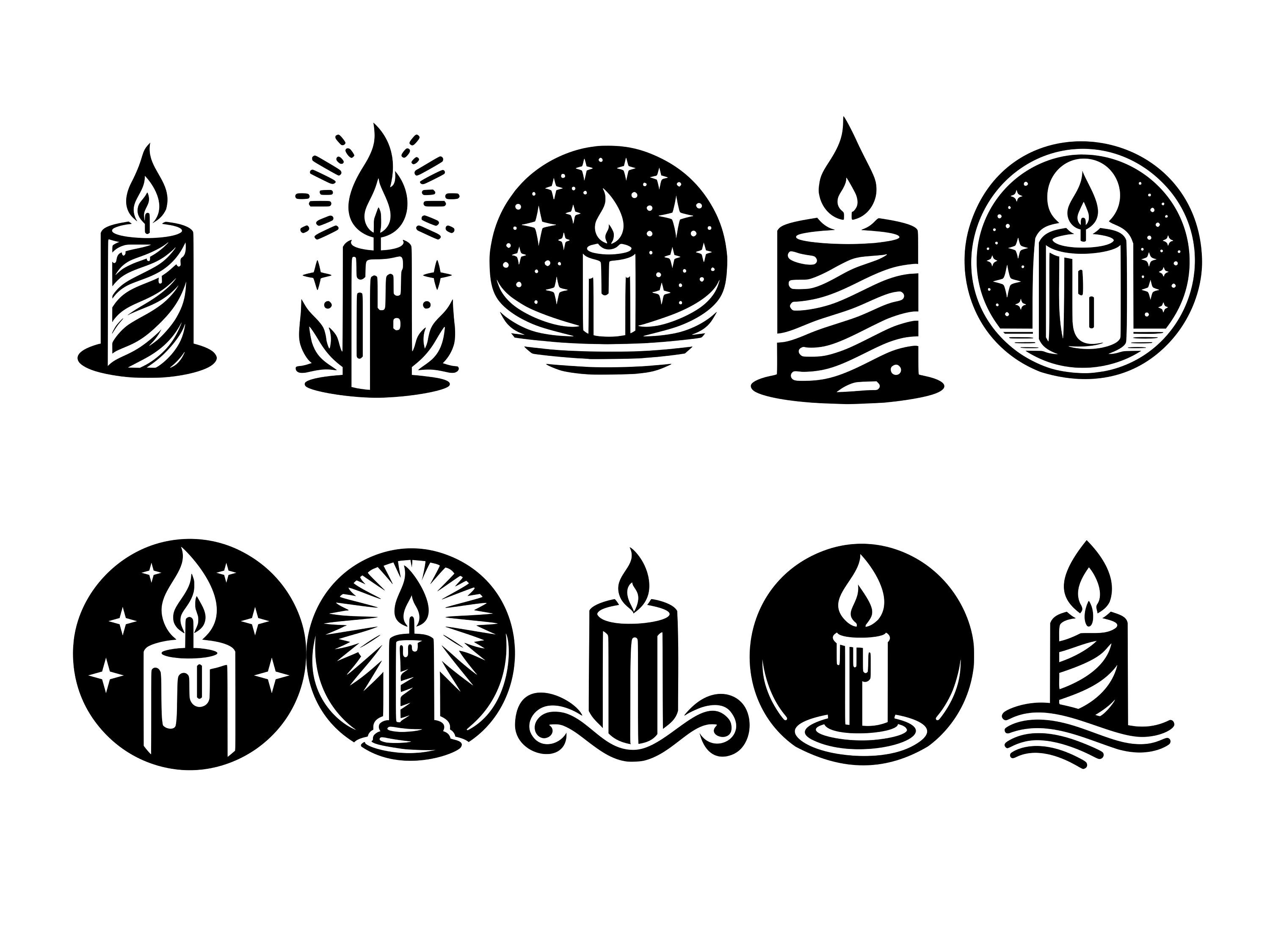 60 Candle SVG PNG PDF Bundle Clipart Candle Silhouette Candle Bundle ...