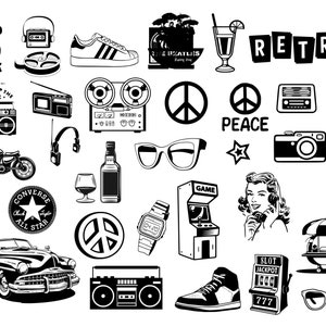 160+ Retro SVG Clipart Bundle, Retro Vector, Retro Elements, Retro ...