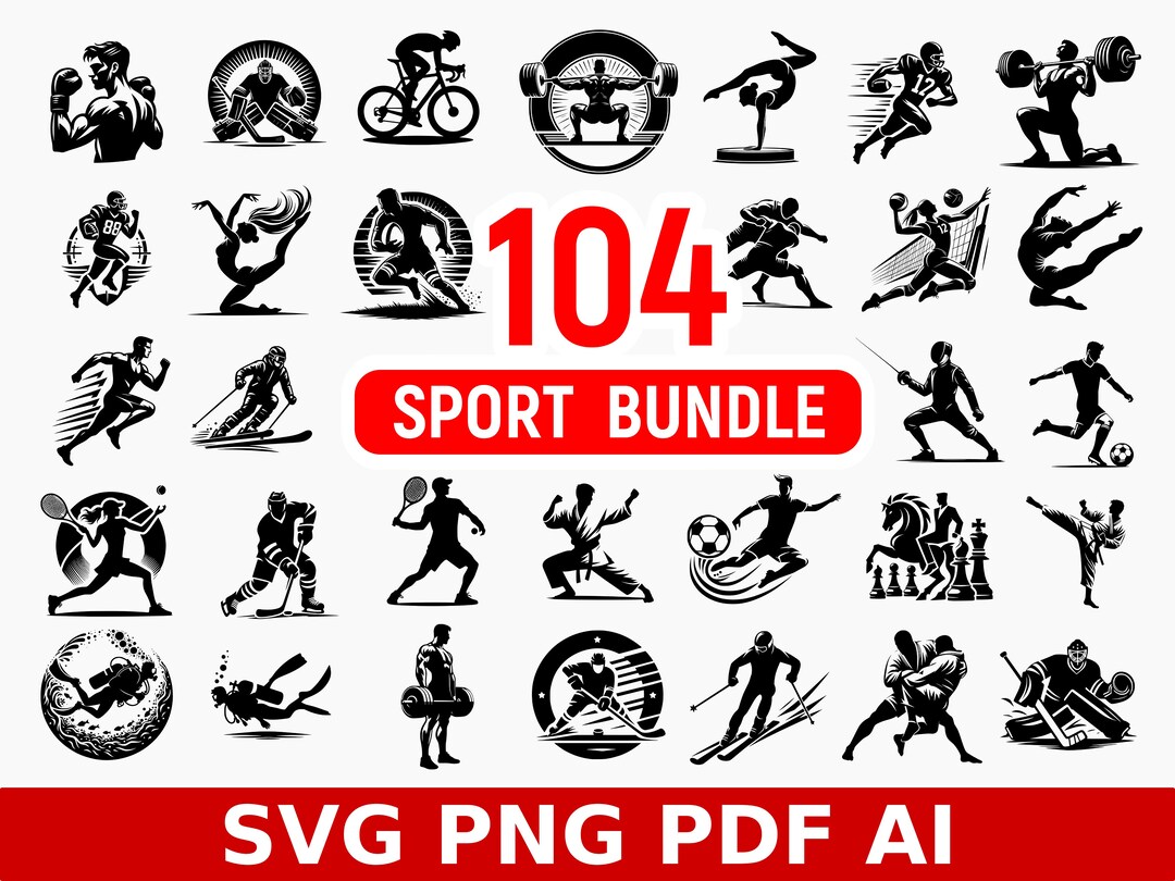 104 Sport Vector Graphics: SVG, PNG, PDF Clipart Bundle - Etsy