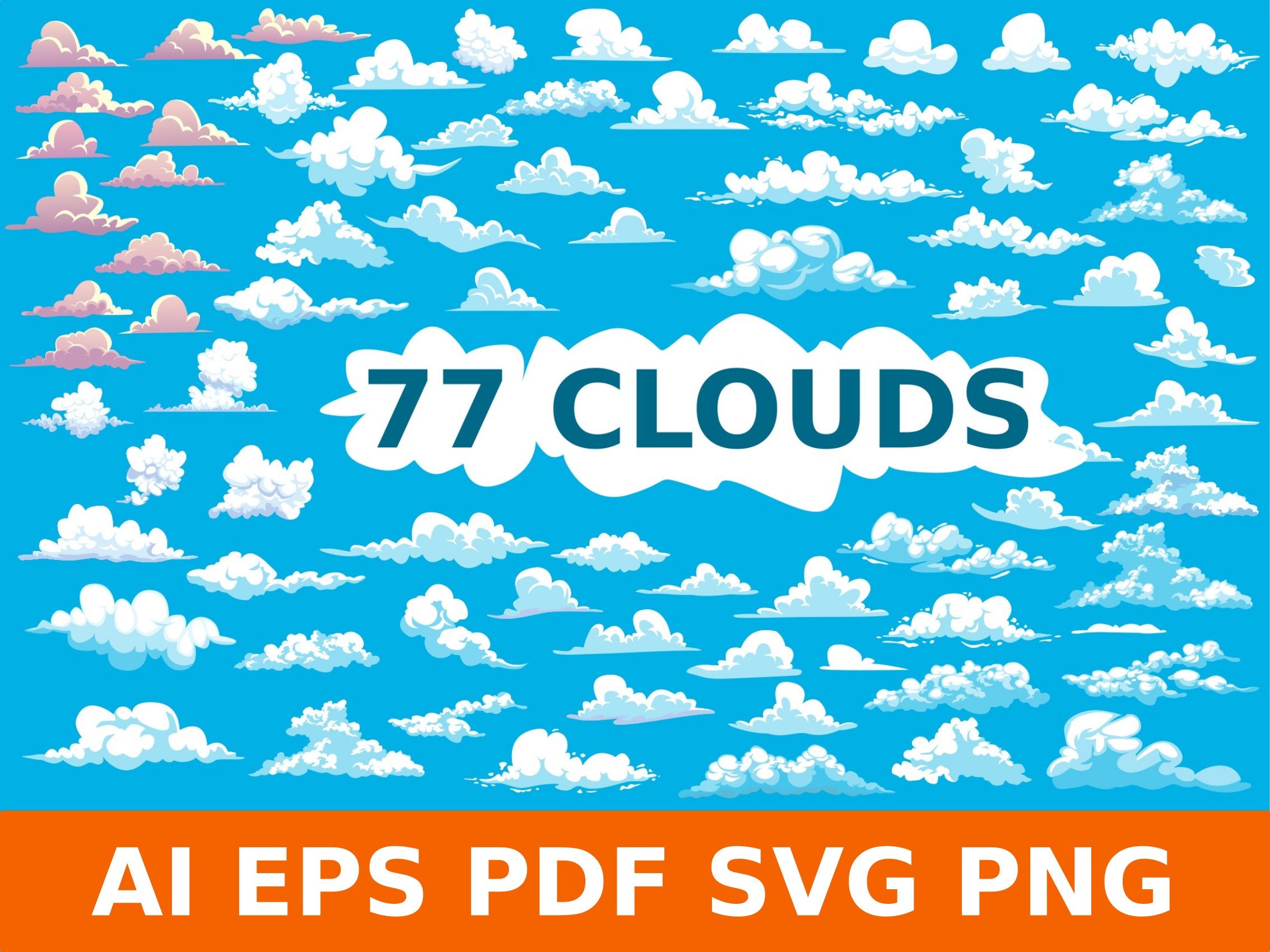 77 Vector Cloud Svg Bundle, Cloud Clipart, Cloud Vector, Cloud Clip Art ...