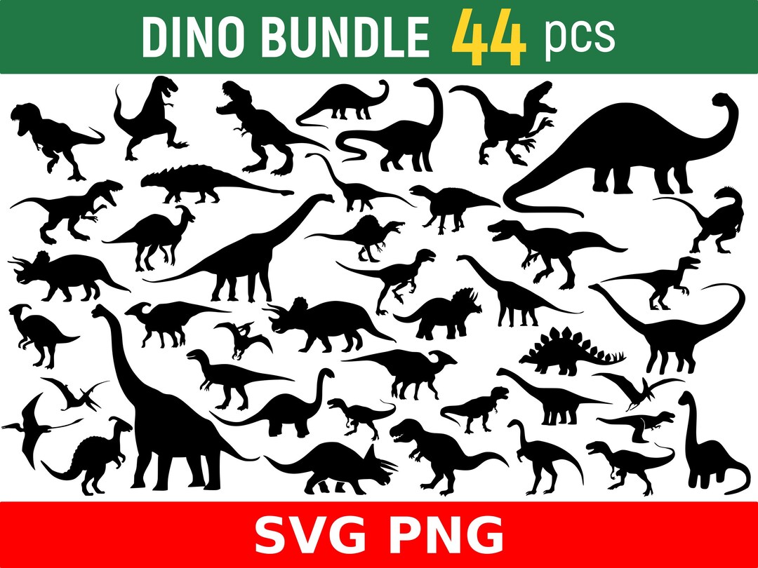 Dinosaur SVG Bundle: 44 Dino Clipart Designs (digital Download) - Etsy