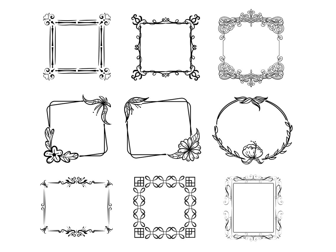Frame Bundle Svg, Square Frame Bundle, Vintage Frame Svg, Floral Frame ...