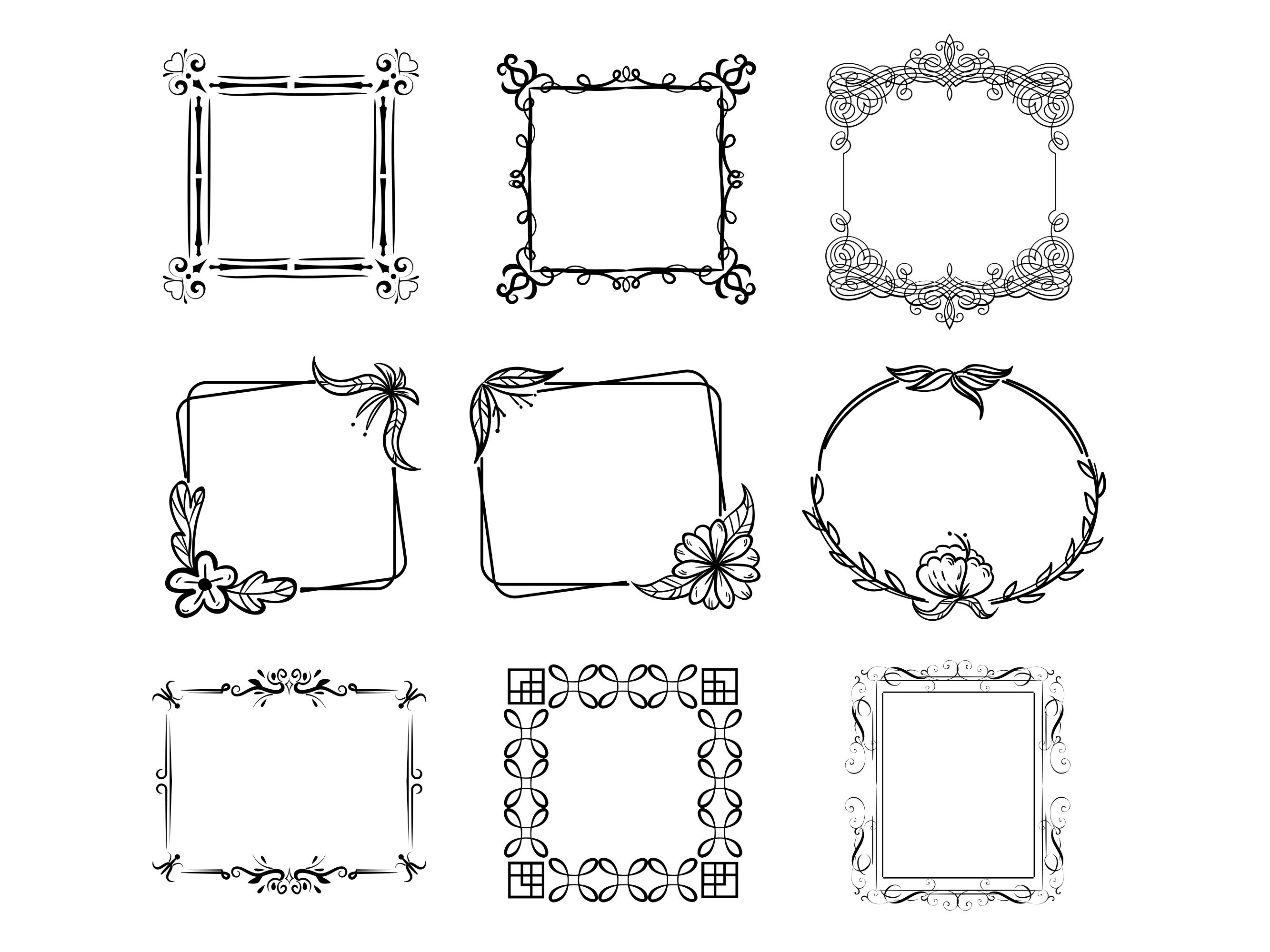 Frame Bundle Svg, Square Frame Bundle, Vintage Frame Svg, Floral Frame ...