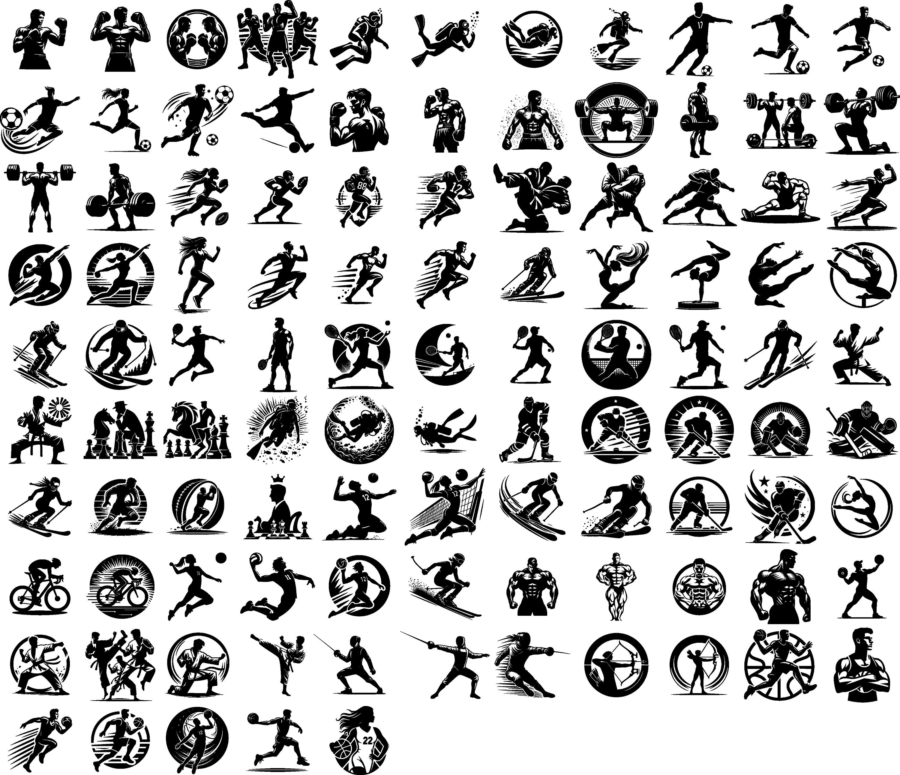104 Sport Vector Graphics: SVG, PNG, PDF Clipart Bundle - Etsy