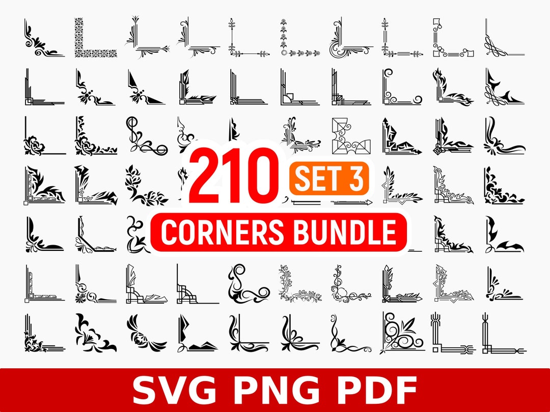 210 Vector Corners Elements Svg for Frames and Page Decoration, Corners ...