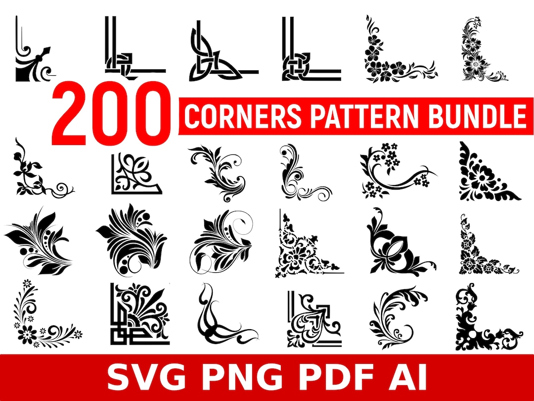 Vector Corners Elements for Frames for Page Decoration, Corner Pattern ...