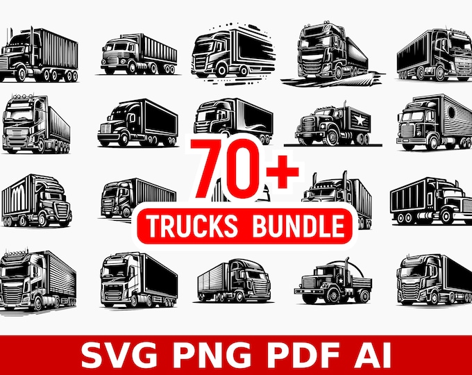 70+ Trucks Vector Clipart Bundle: SVG, PNG, PDF Files - Etsy