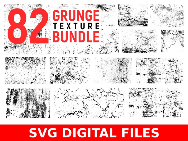 82 Grunge Texture SVG Bundle: Vintage Distressed Overlays Clipart - Etsy