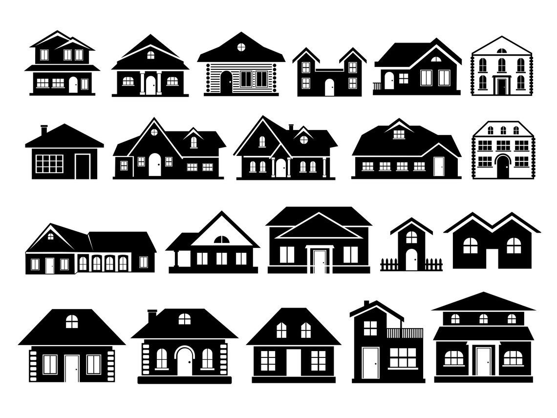Häuser Clipart-Set, Haus Vektor-Bundle, Haus svg, Gebäude svg, Haussvg ...