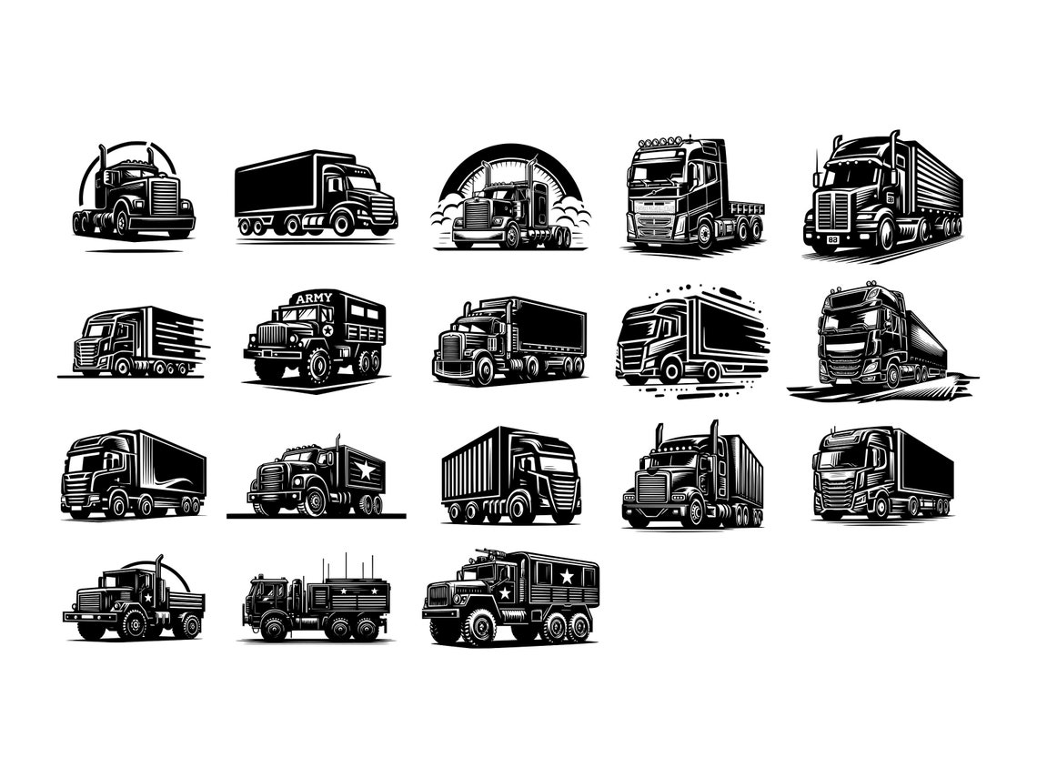 70+ Trucks Vector Clipart Bundle: SVG, PNG, PDF Files - Etsy