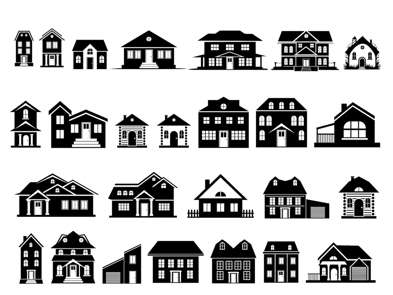 Houses Clipart Set, House Vector Bundle, House Svg, Building Svg, Home ...