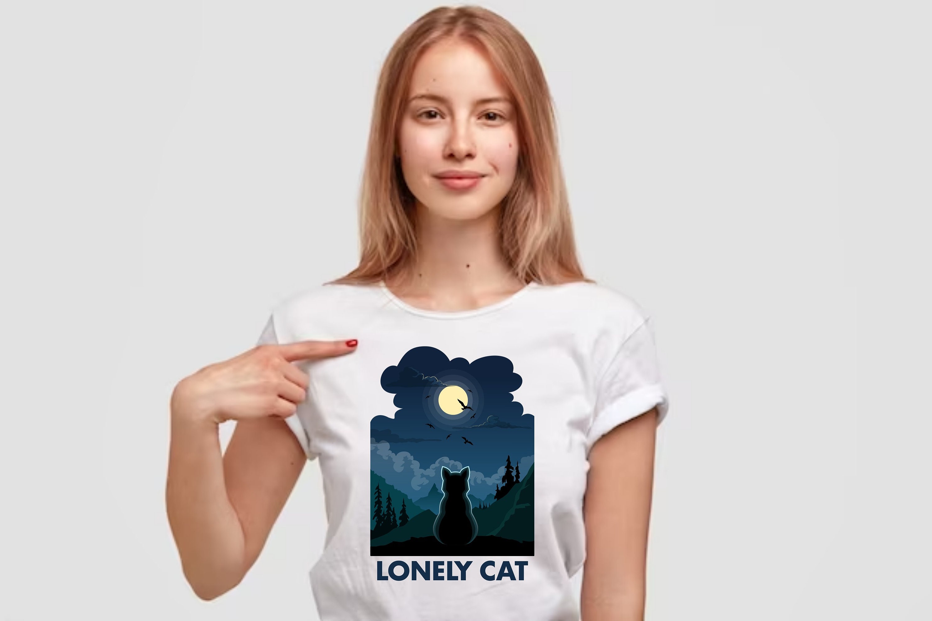 Lonely Cat, Cat Design, Cat Vector Art, Cat T-shirt, Cat Illustration ...