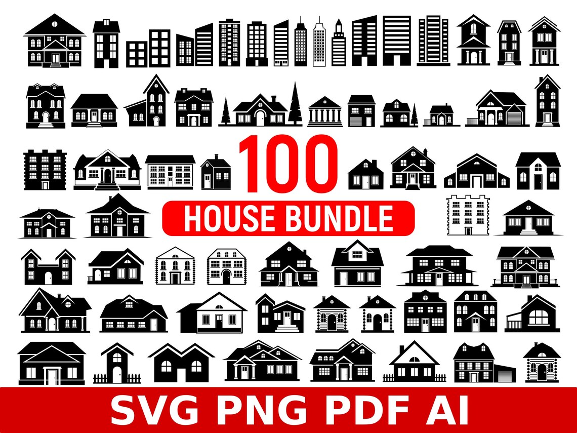 Houses Clipart Set, House Vector Bundle, House Svg, Building Svg, Home ...