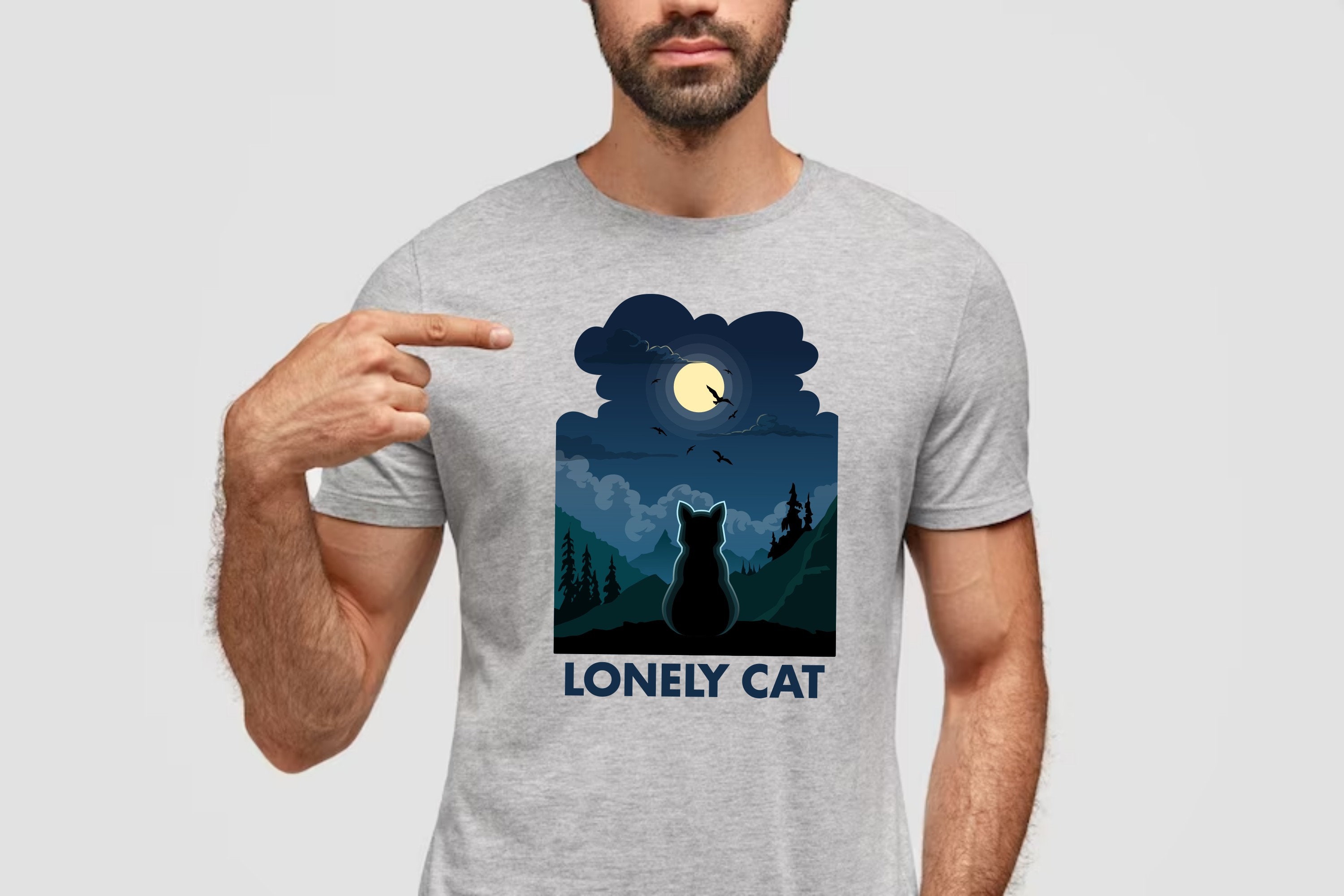 Lonely Cat, Cat Design, Cat Vector Art, Cat T-shirt, Cat Illustration ...