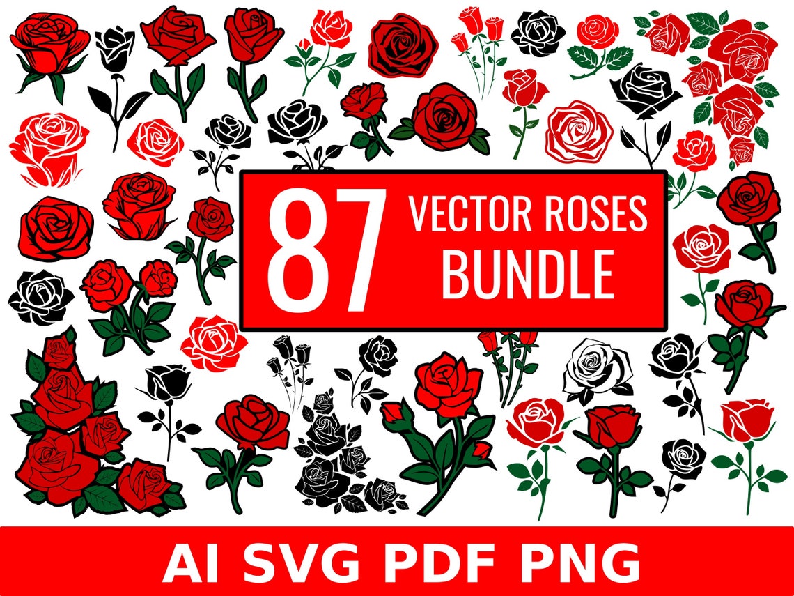Roses Bundle SVG, Rose SVG, Flower Svg, Rose Vector, Rose T-shirt, Rose ...