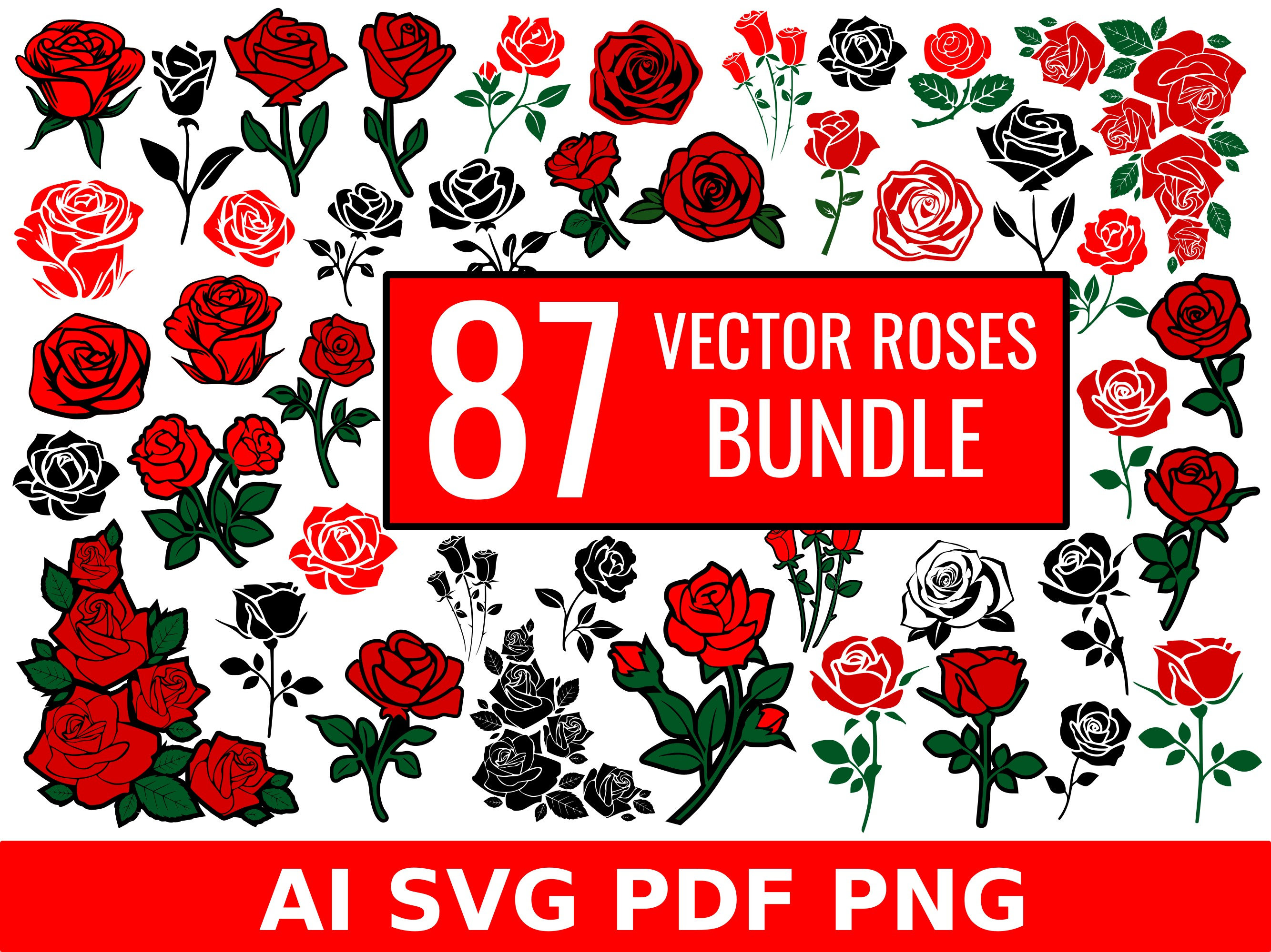 Roses Bundle SVG, Rose SVG, Flower Svg, Rose Vector, Rose T-shirt, Rose ...