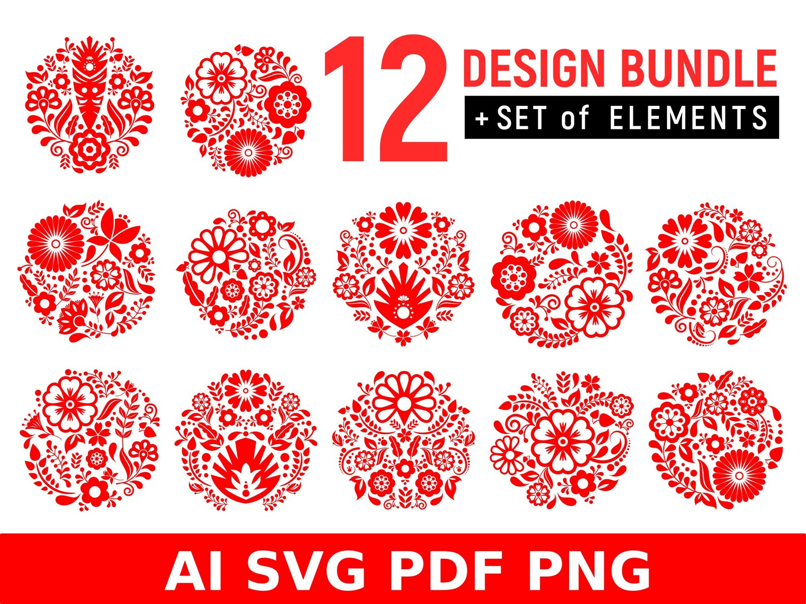 Flowers Bundle Svg, Flower Clipart Png, Flower Pattern, Flower Design ...