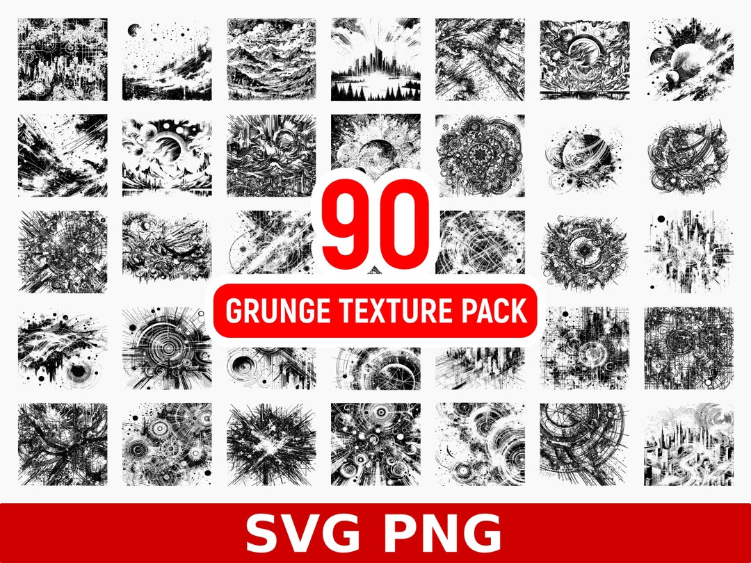 90 New Grunge Distressed Texture SVG + PNG Bundle Clipart | Distressed ...