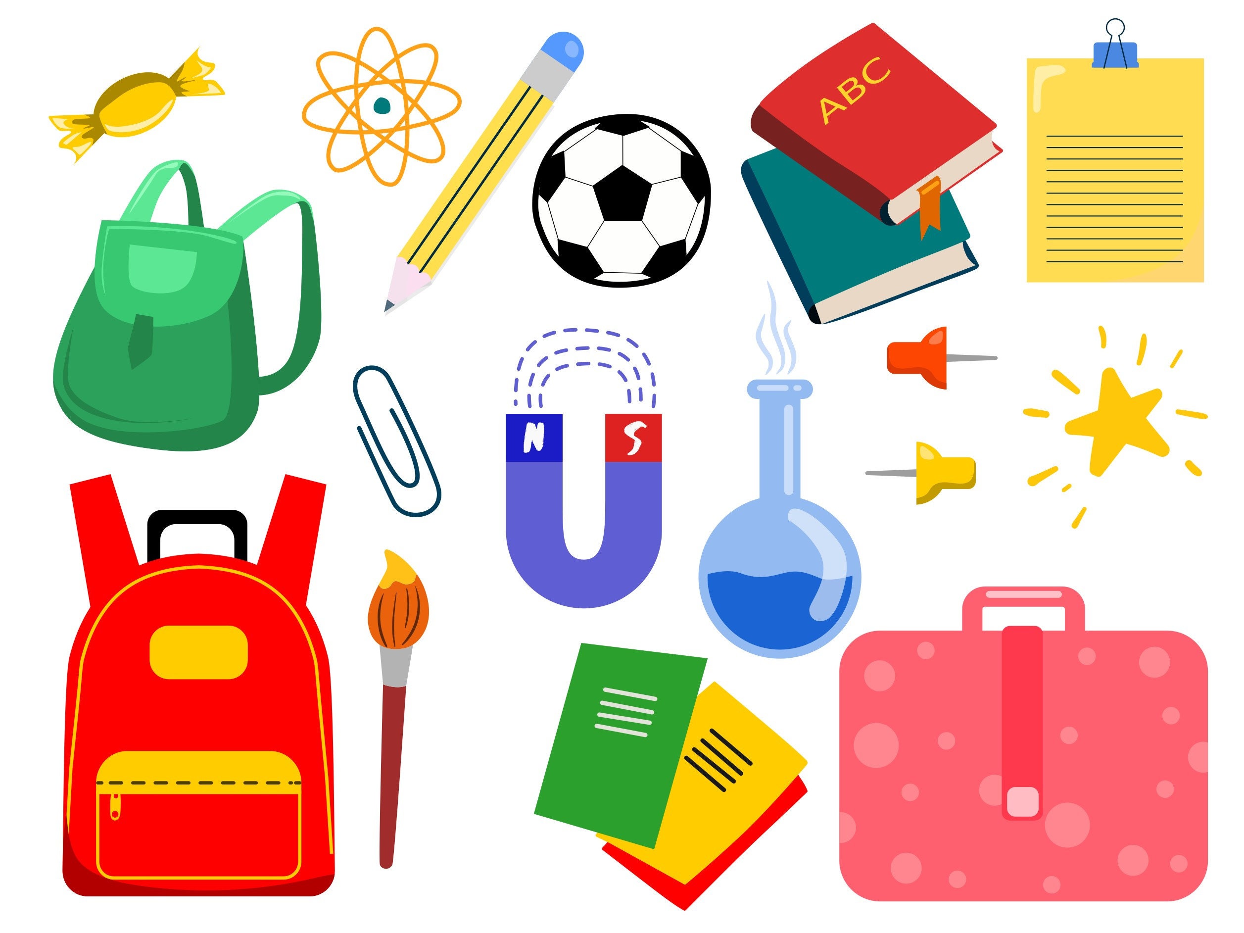Back to School Svg Clipart, School Clipart Set, School Supplies SVG ...