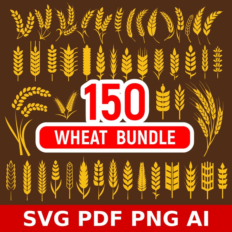 150 Wheat SVG Clipart Bundle, Farm Svg Clipart, Farm Vector, Wheat ...