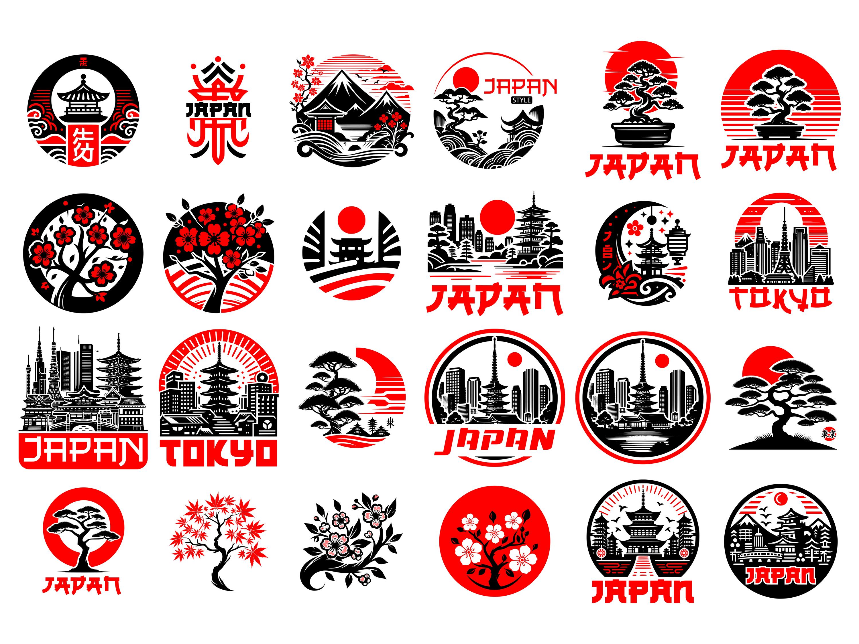 96 Japanese Themed Vector Design Clipart Bundle | Samurai Logo SVG PDF ...