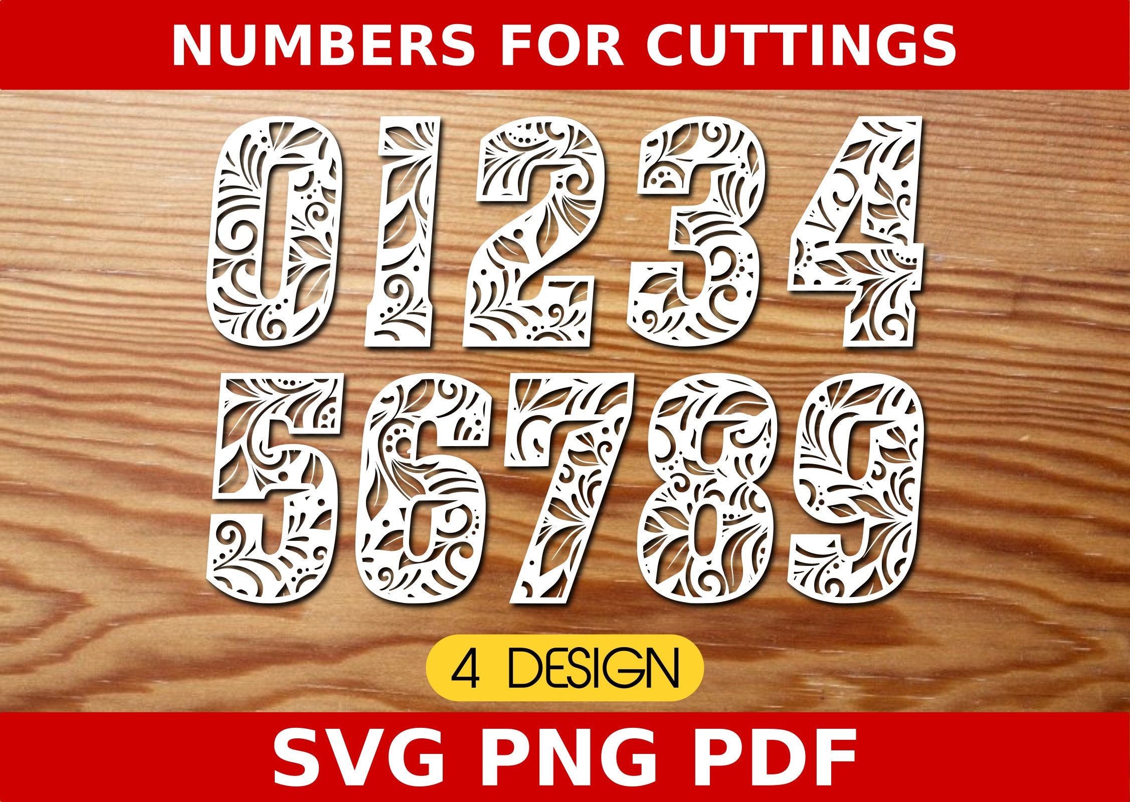 4 Bundle Digits SVG PNG PDF for Cutting, Digits Pdf, Digits Png ...