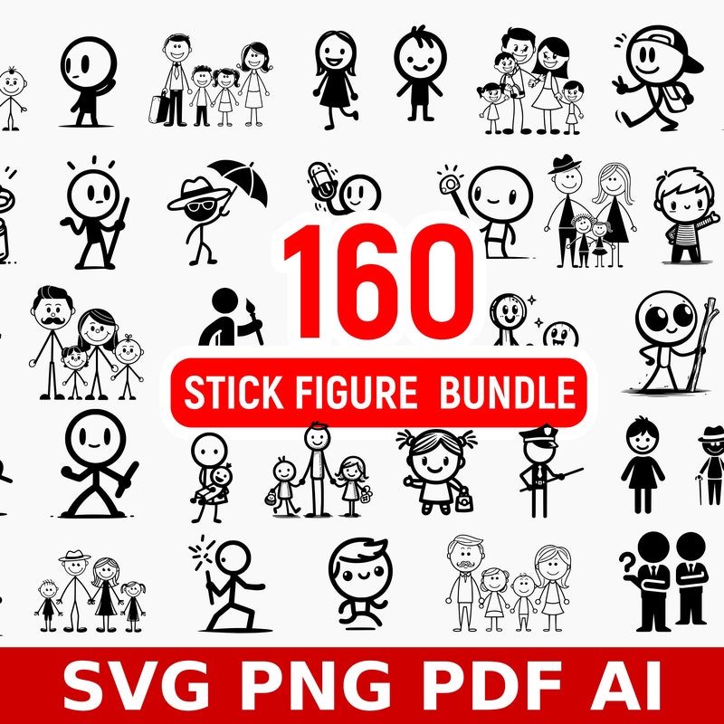 Stick Figure Clipart - Etsy