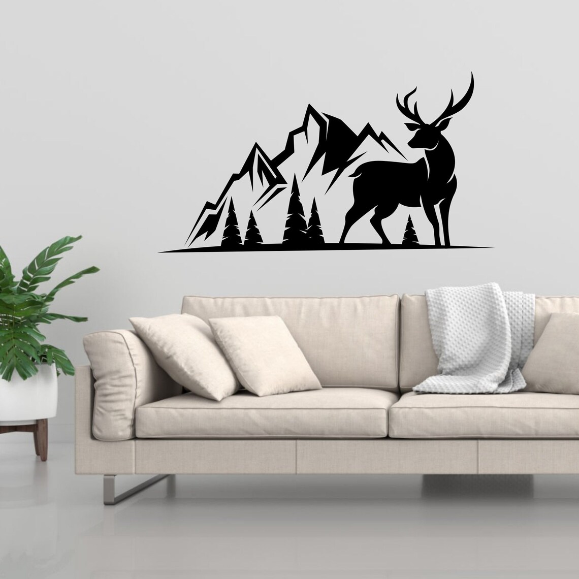 Laser Cut Wall Decor Dxf. Wall Art Deer, Mountain Wall Decor, Deer T ...