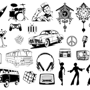 160+ Retro SVG Clipart Bundle, Retro Vector, Retro Elements, Retro ...
