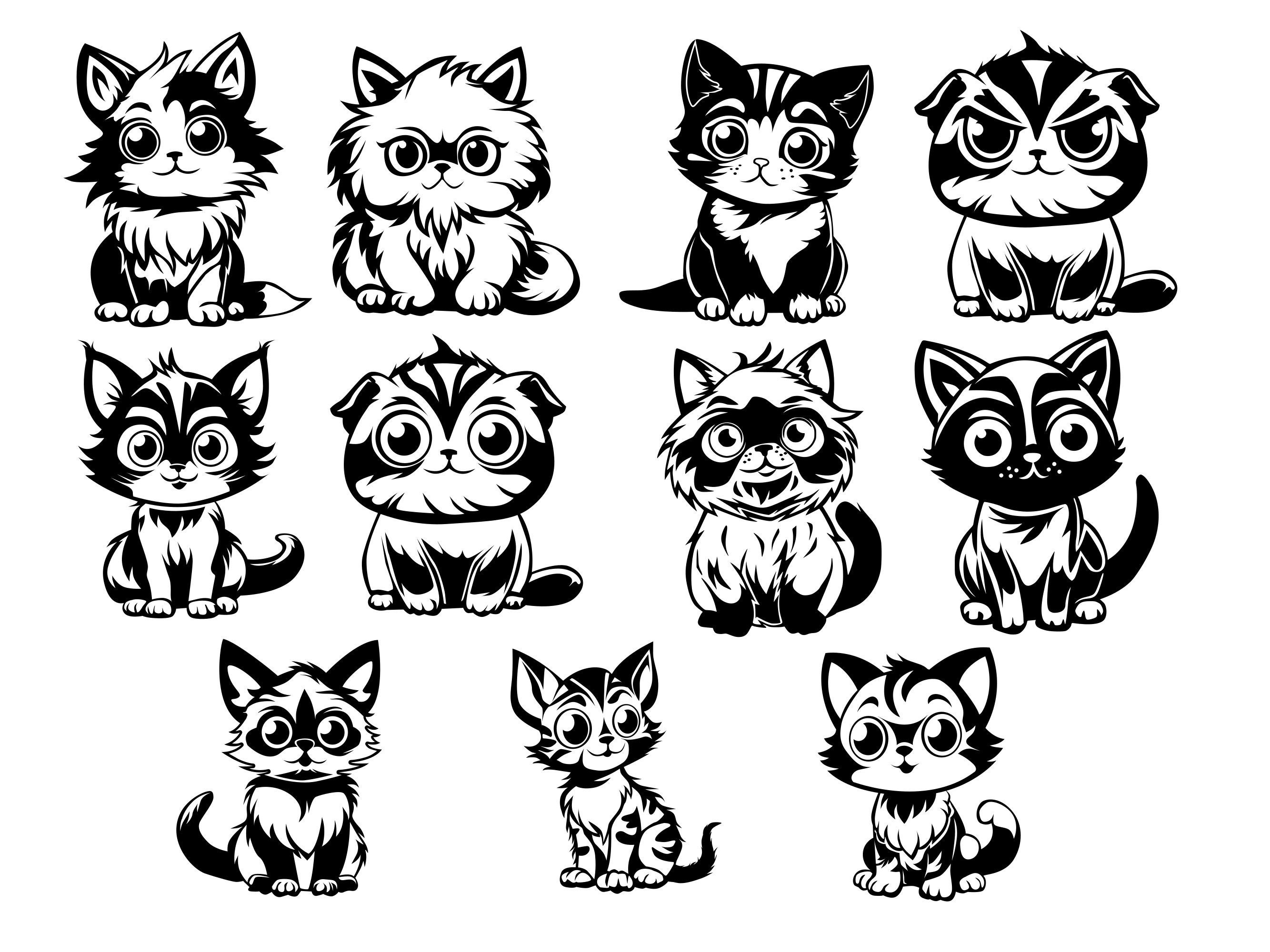 10 Cute Cats SVG PDF PNG Clipart Bundle, Cute Cats Vector, Cute Cats ...