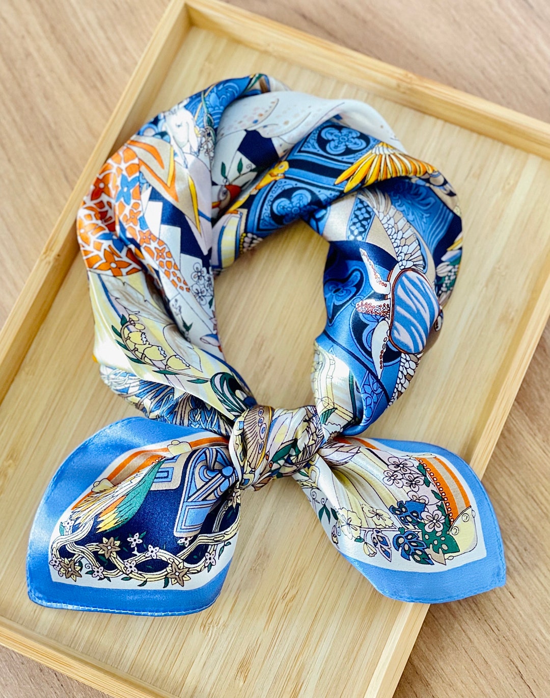 Small Square Scarf in Natural Silk • 100% Mulberry Silk • Square Scarf ...