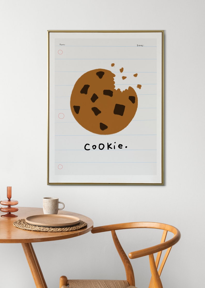 Chocolate Chip Cookie Abstract Art Print, Dessert Poster, Funky Wall ...