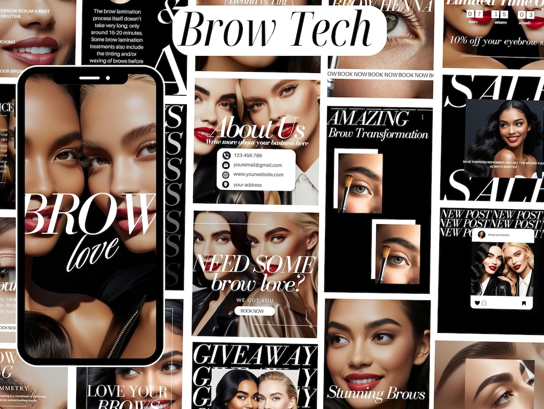 122 Brow Tech Instagram Templates Brow Lamination Instagram Template ...