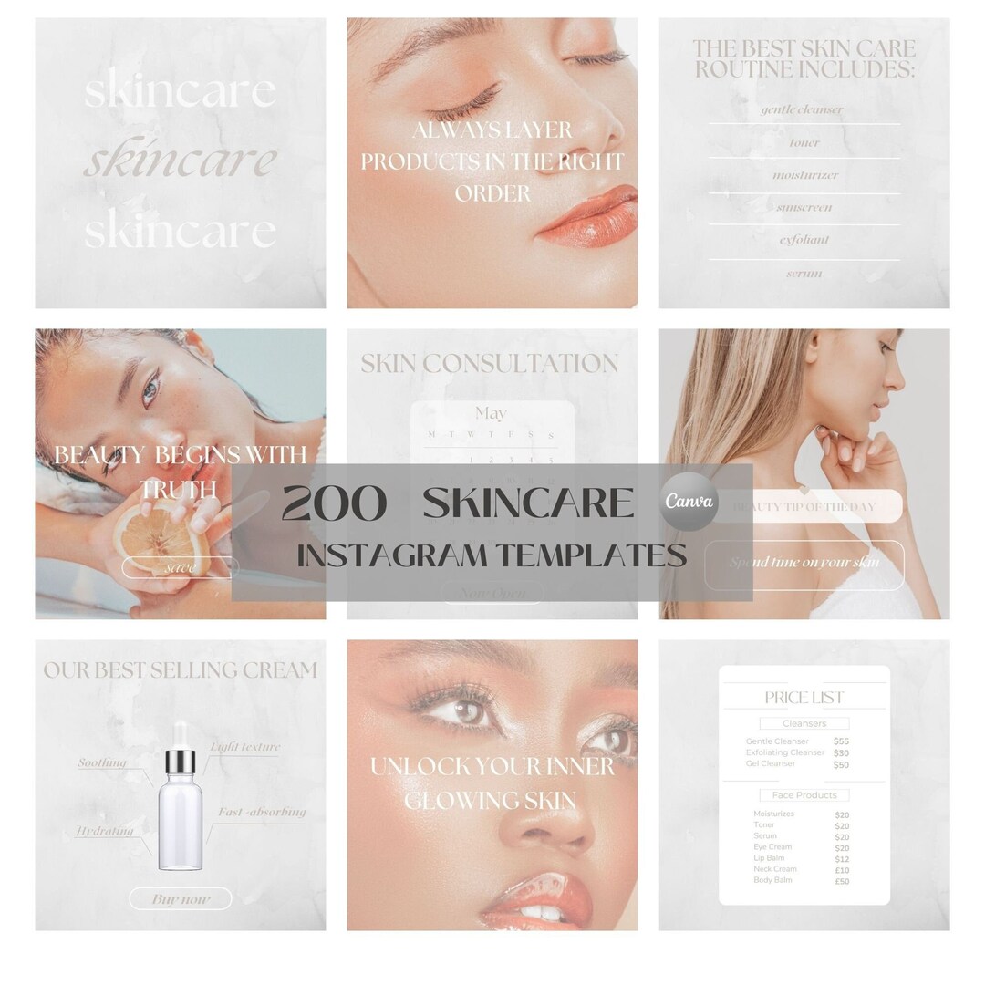 200 Skincare Instagram Templates | Esthetician Instagram Templates ...