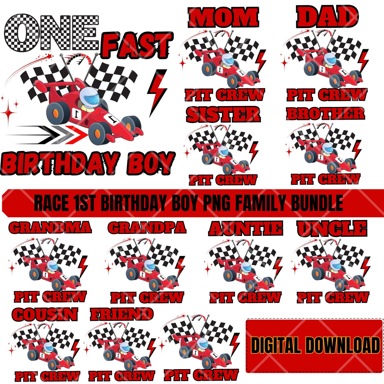 Fast One Birthday Png, 1st Birthday Family Png, Racing First Birthday ...