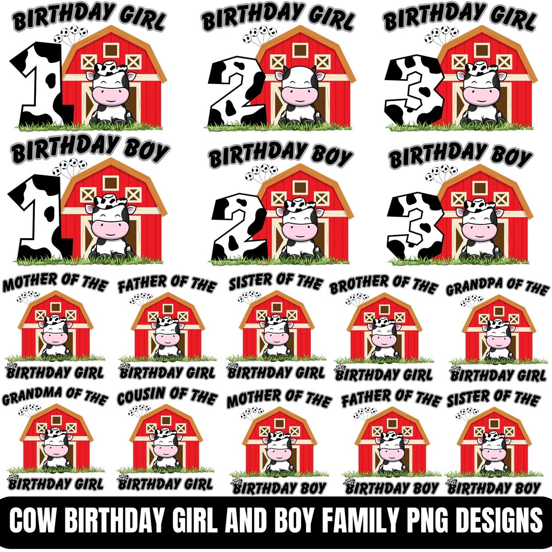 Cow Birthday Png, 1st Birthday Png, 2nd Birthday PNG, 3rd Birthday Png ...