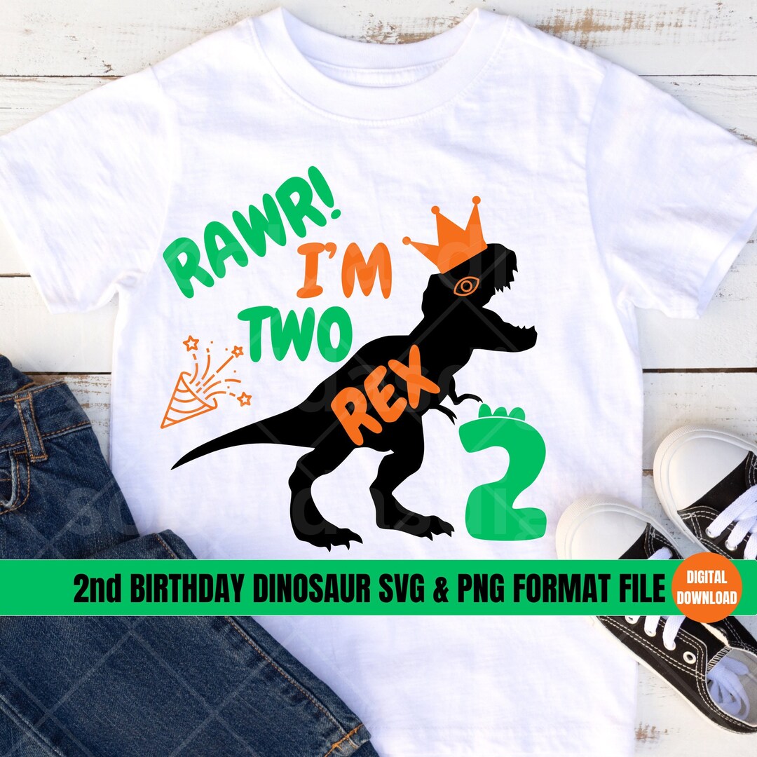 Two Rex Svg, Dinosaur 2nd Birthday Svg, Two Rex Png, Dino Bday SVG ...