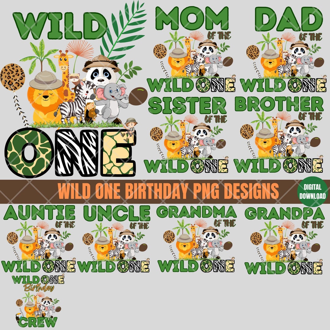 Wild One Png Safari, Sublimation Safari Birthday Bundle, First Birthday ...