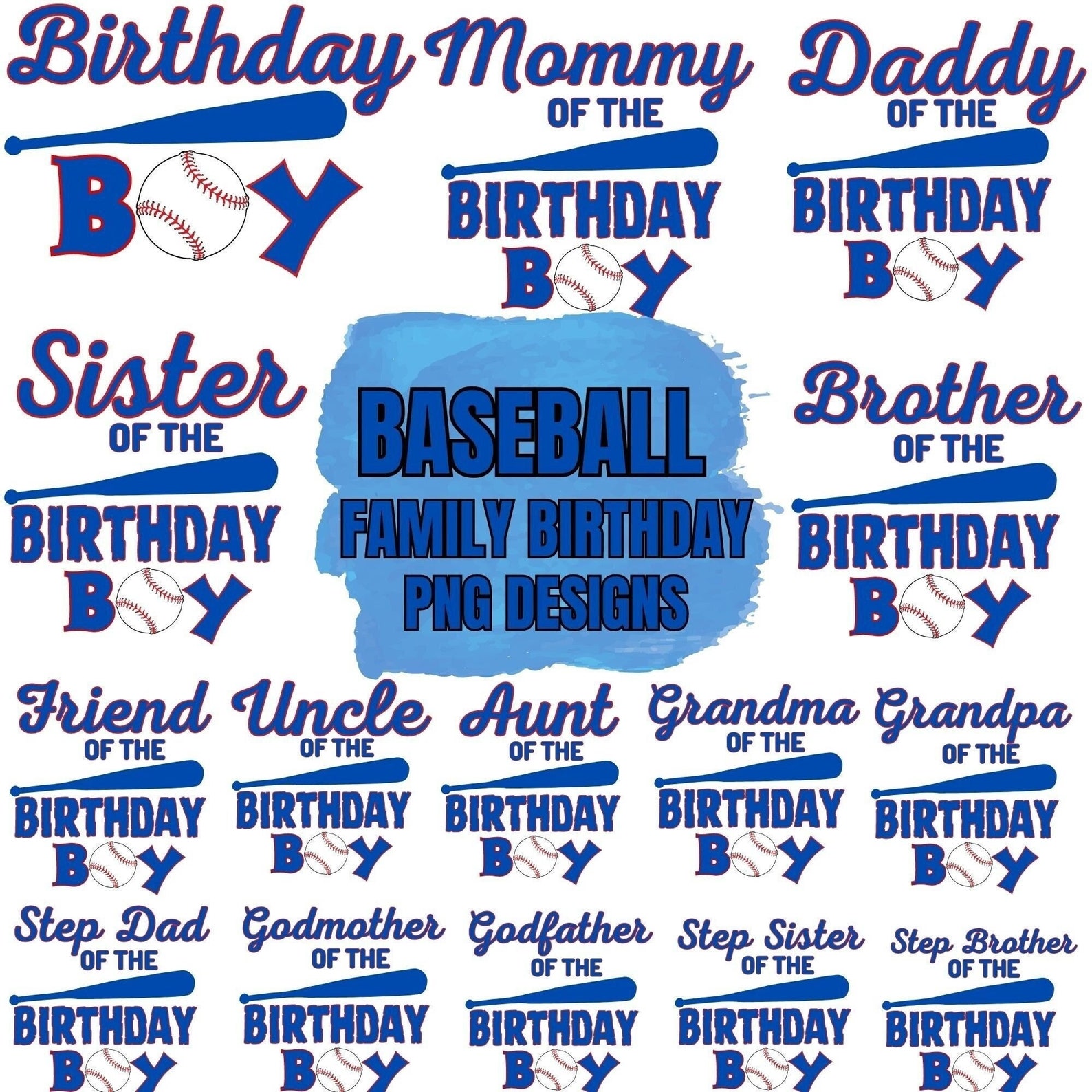 Baseball Birthday PNG Family Bundle, Baseball Birthday Boy PNG ...